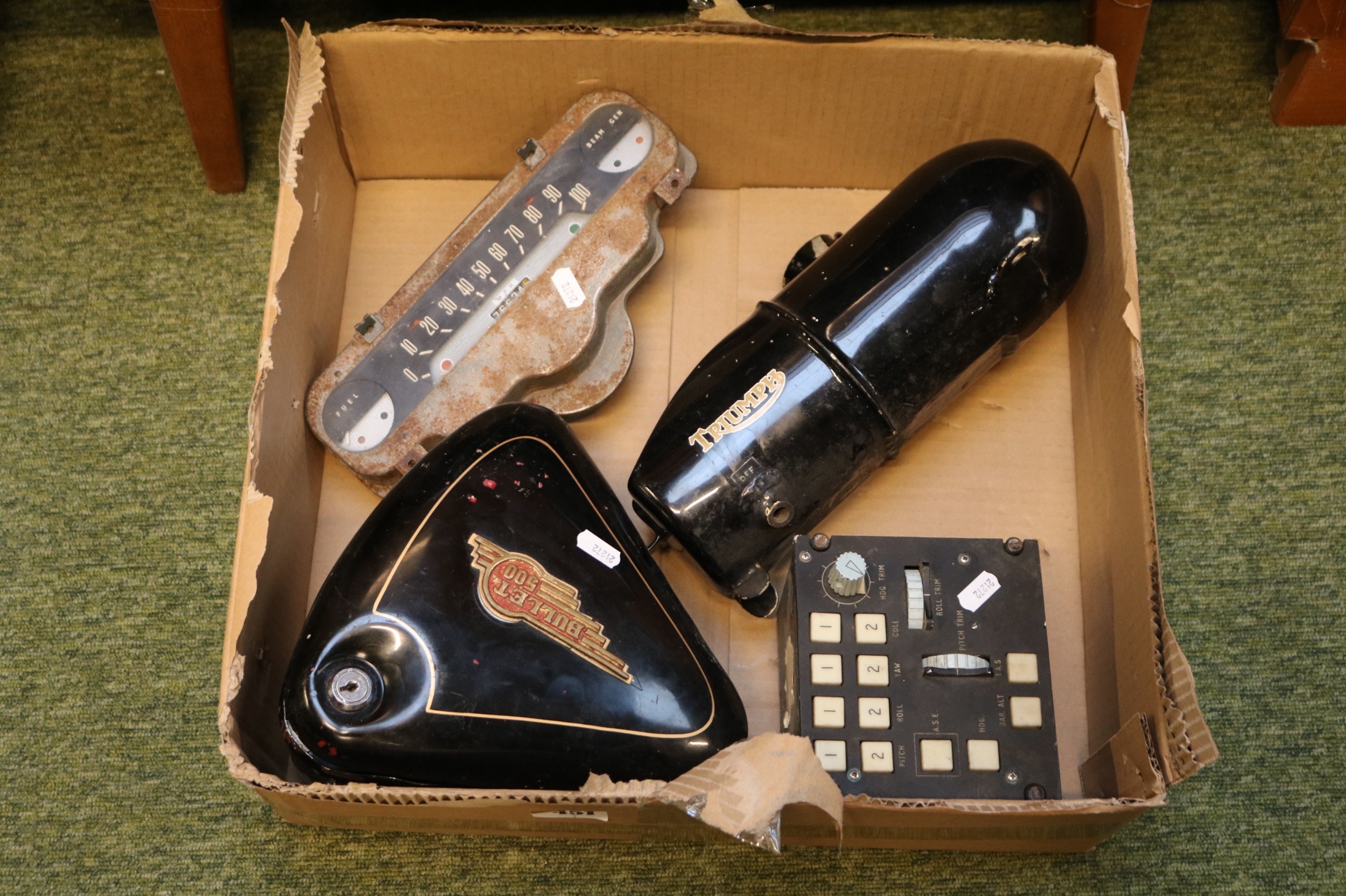 Triumph Petrol Tank, Bullet 500 Motorcycle Locker and assorted items