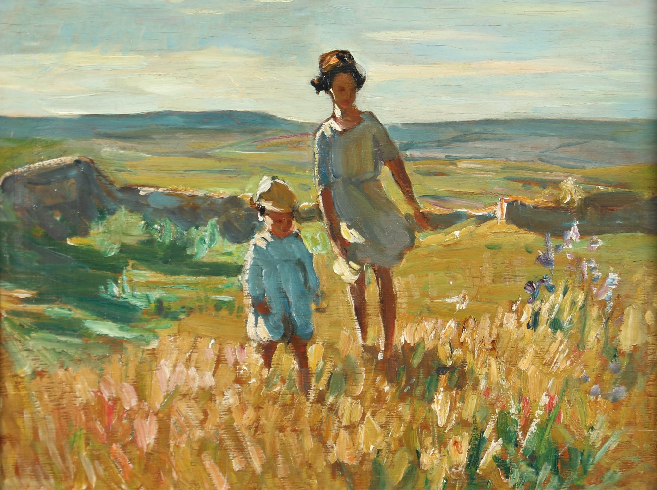 ATTRIBUTED TO DOROTHEA SHARP (1873-1955) BRITISH. Two young girls in a ...