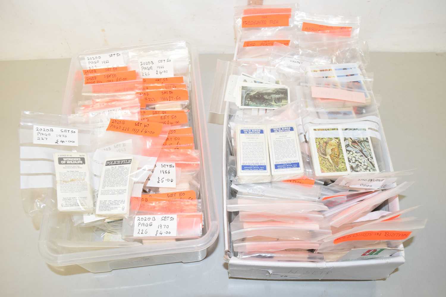 Two boxes of various tea cards