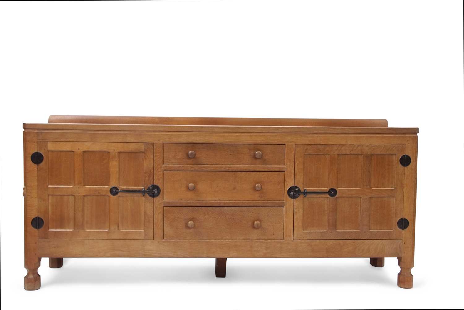 Robert Thompson of Kilburn, Yorkshire, Mouseman oak sideboard with two ...