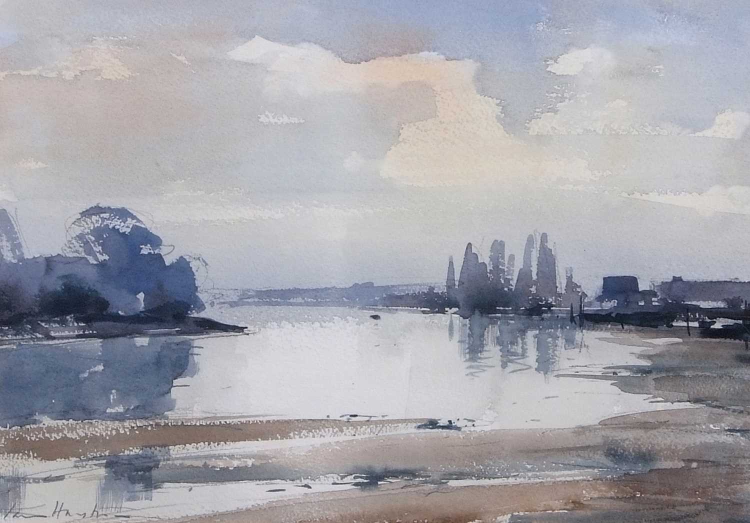Ian Houston (1934-2021), 'Winter Calm / Chiswick', watercolour, signed ...