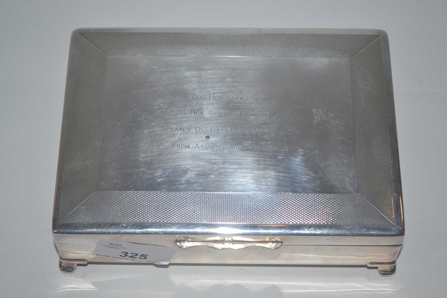 Silver Plated Box; Presented to The Rt. Hon George Thomas Speaker of ...