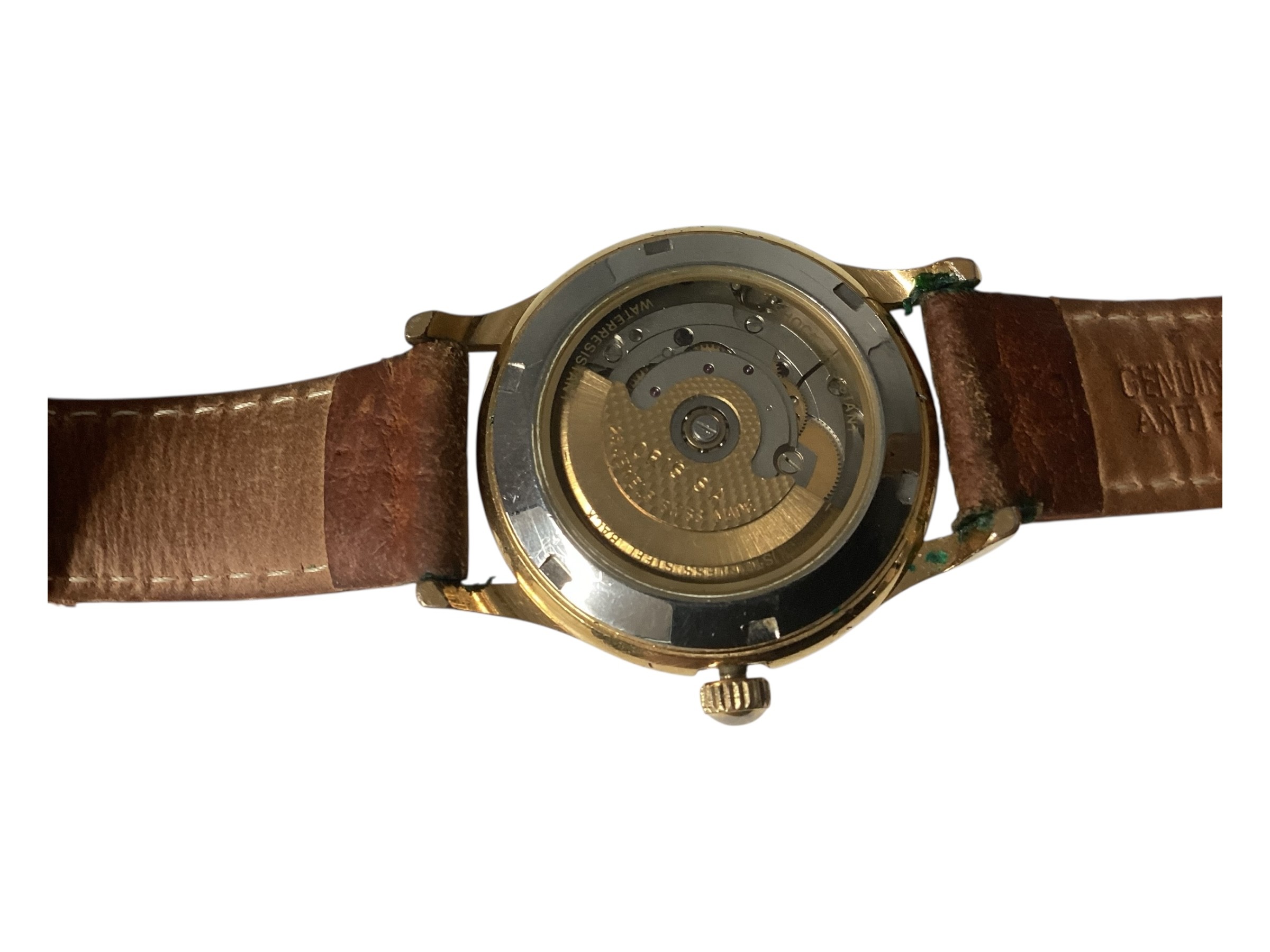 Vintage Oris gentleman's automatic wrist watch, yellow metal 34 mm case ...
