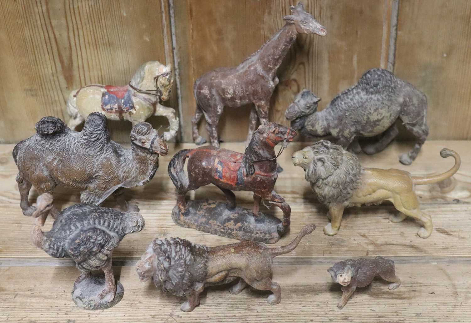 A collection of early 20th century composition zoo animals, to include ...