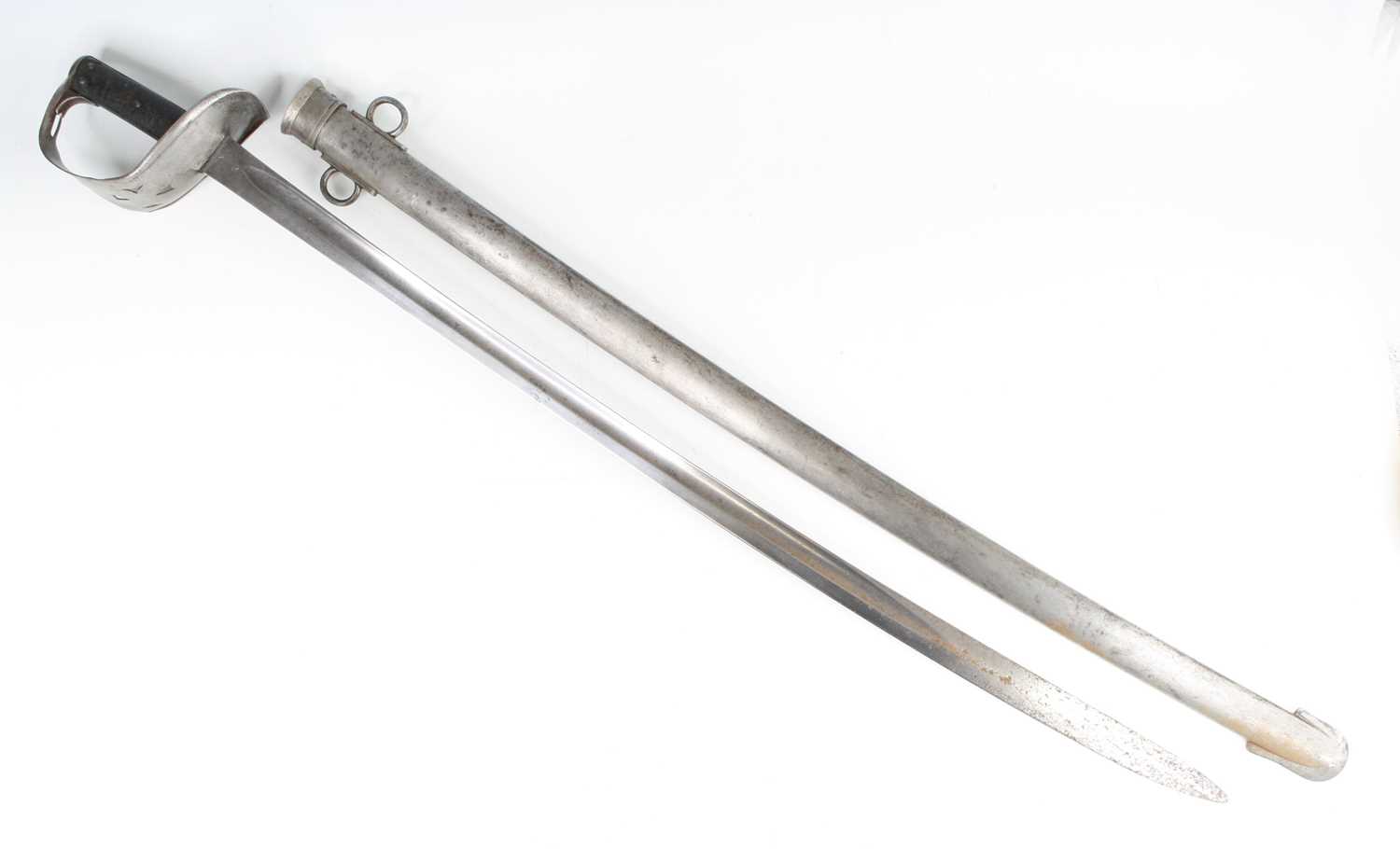 A British 1890 pattern Cavalry Trooper's sword, the 87cm slightly ...