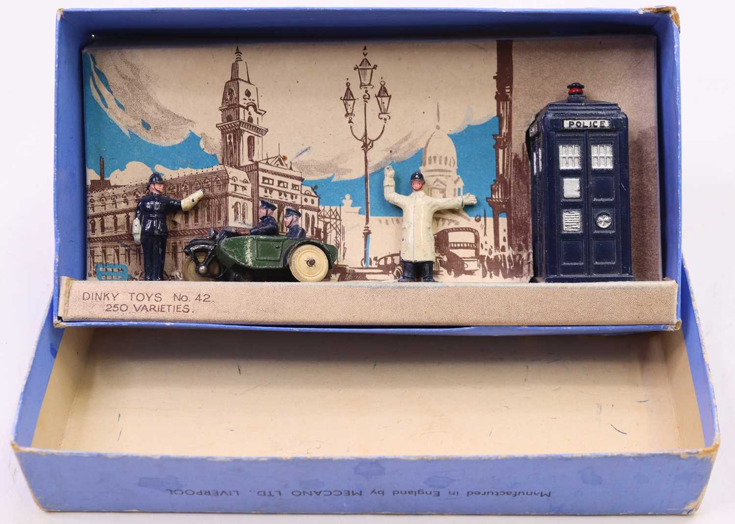 Dinky Toys pre-war No. 42 Police gift set comprising of Nos. 42A, 42B ...