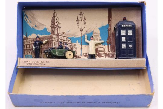 Dinky Toys pre-war No. 42 Police gift set comprising of Nos. 42A, 42B ...