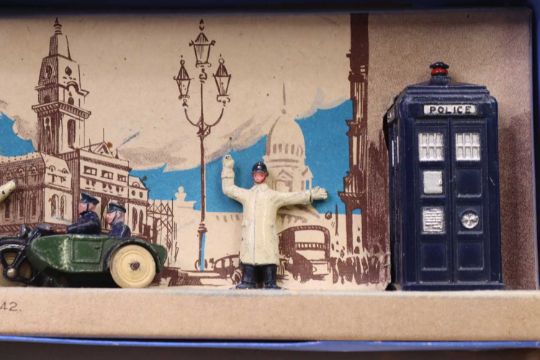 Dinky Toys pre-war No. 42 Police gift set comprising of Nos. 42A, 42B ...