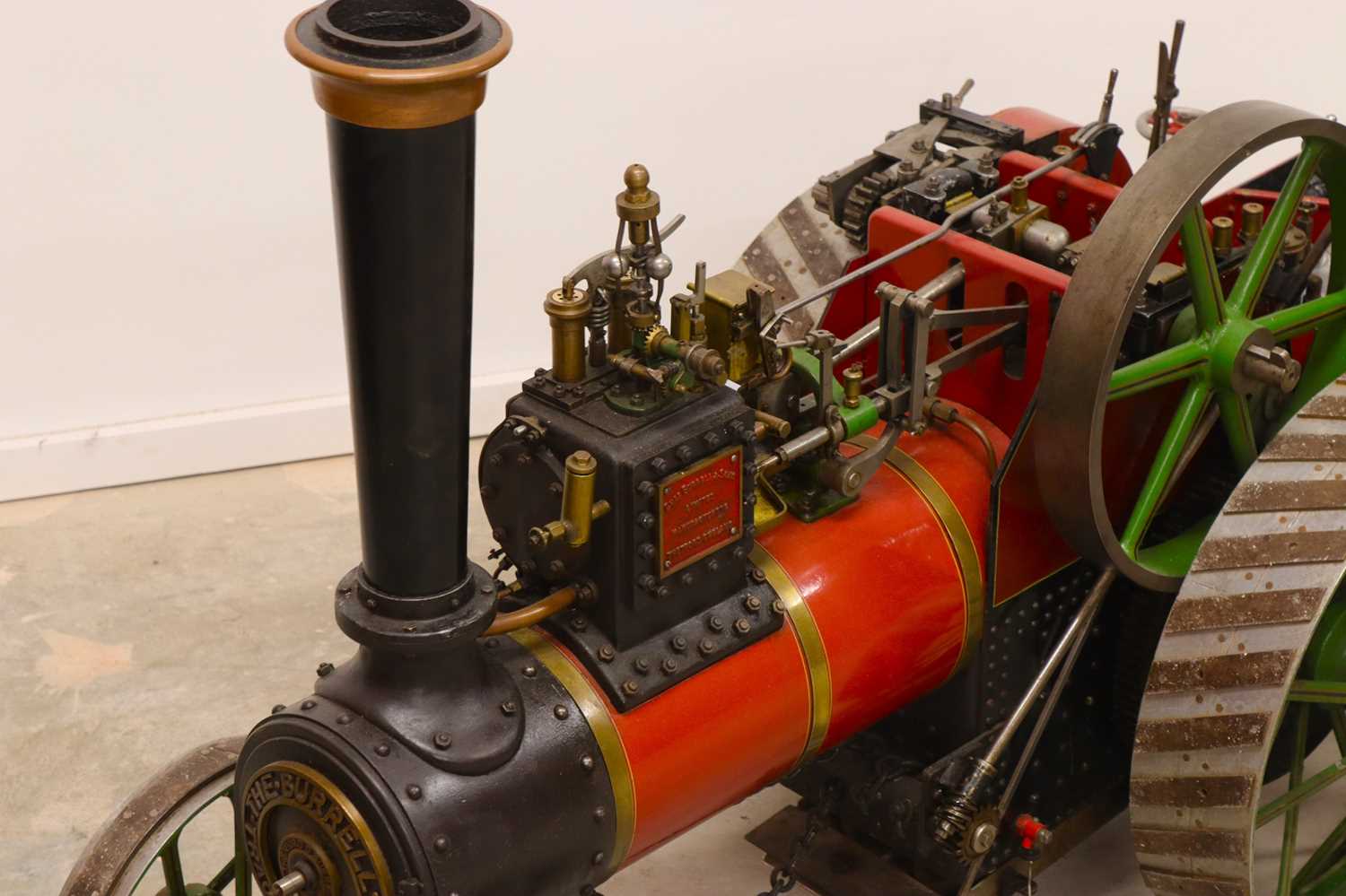 A large, 3-inch scale Burrell Traction engine, comprising a red boiler ...