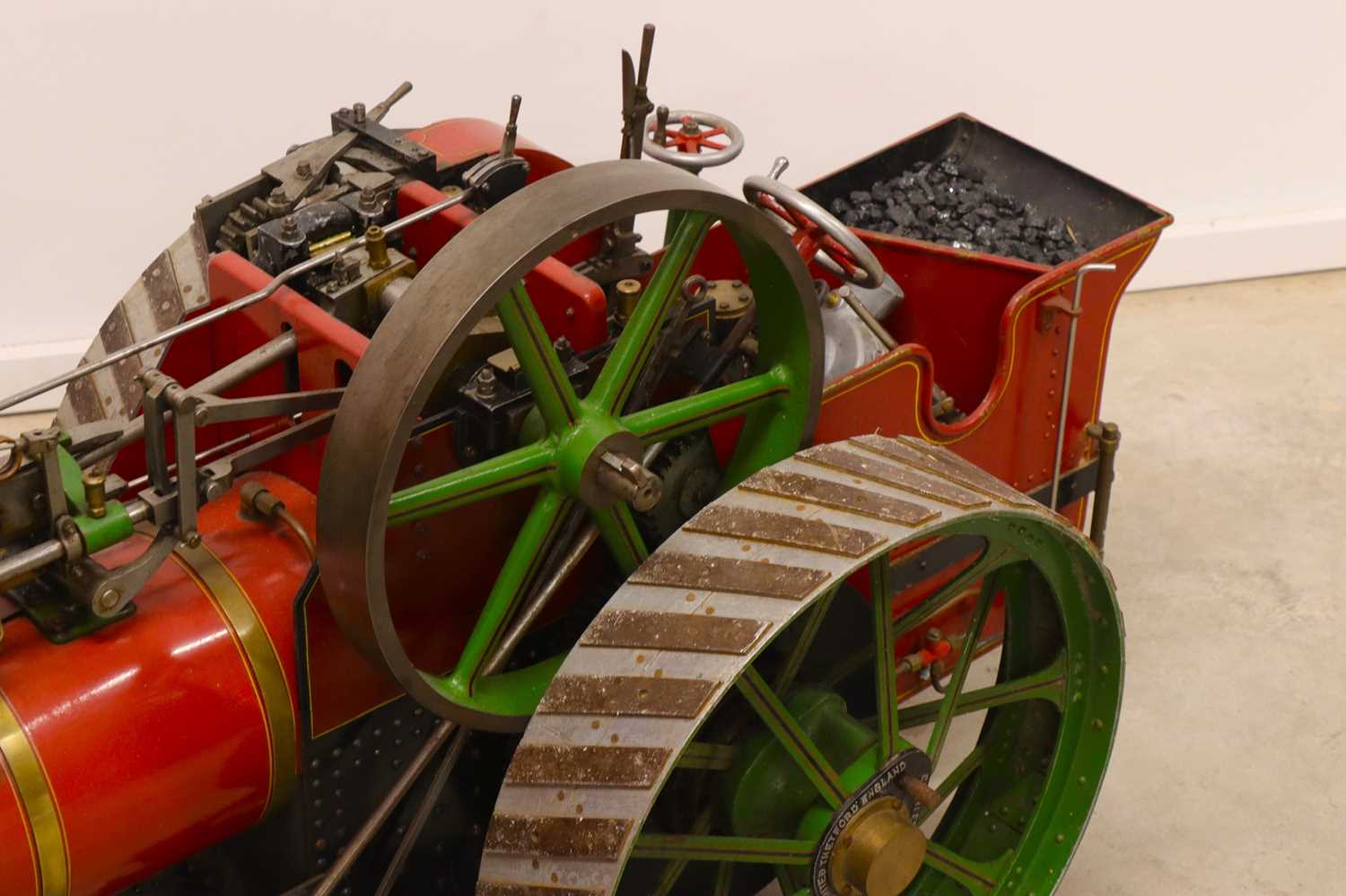 A large, 3-inch scale Burrell Traction engine, comprising a red boiler ...