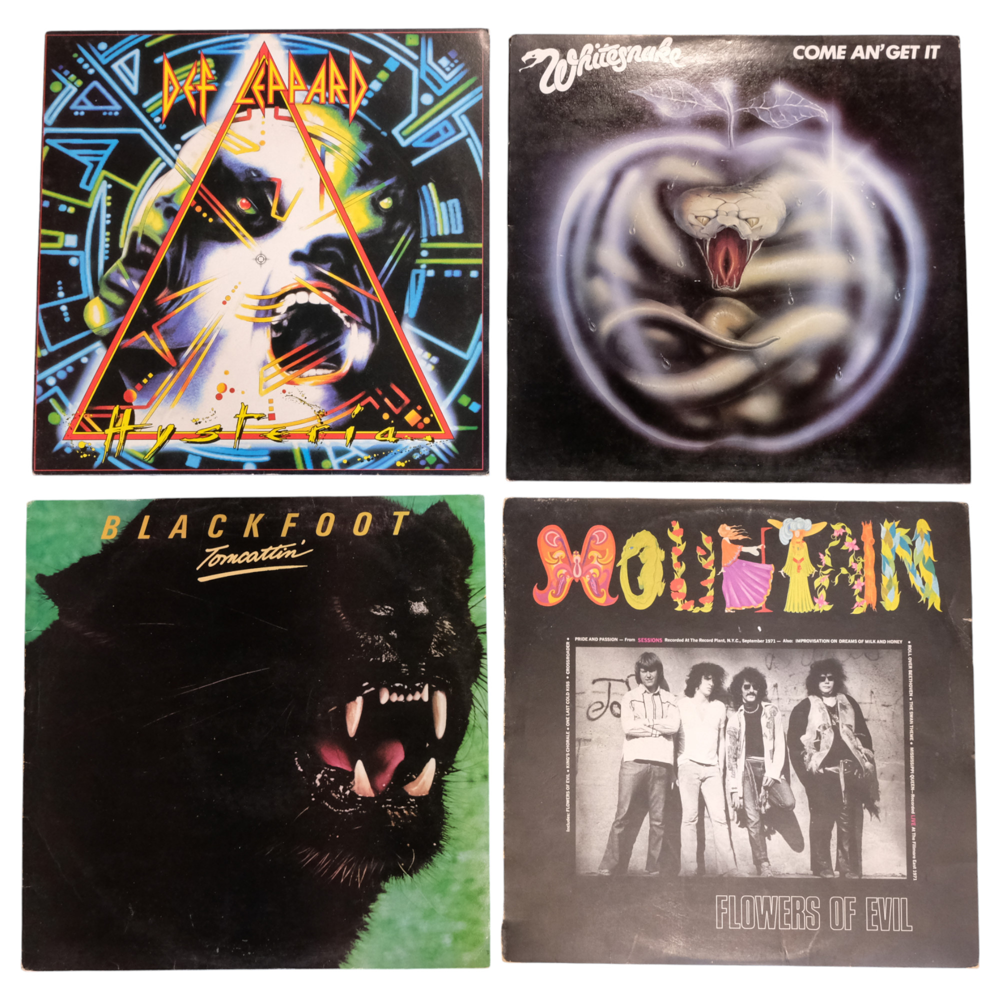 Eight 1970s to early 1980s heavy metal and hard rock vinyl records ...