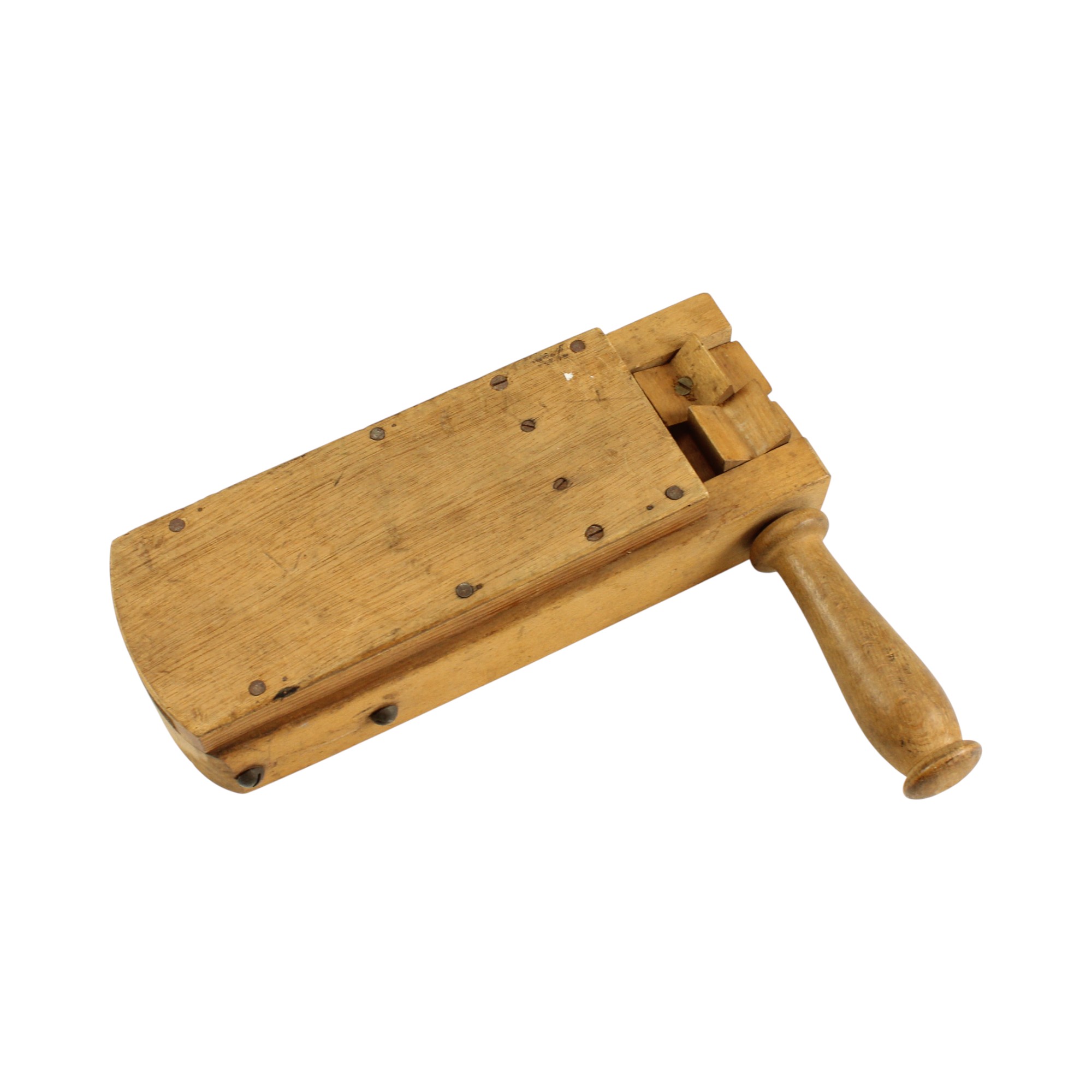 A mid-20th Century football or similar hand rattle