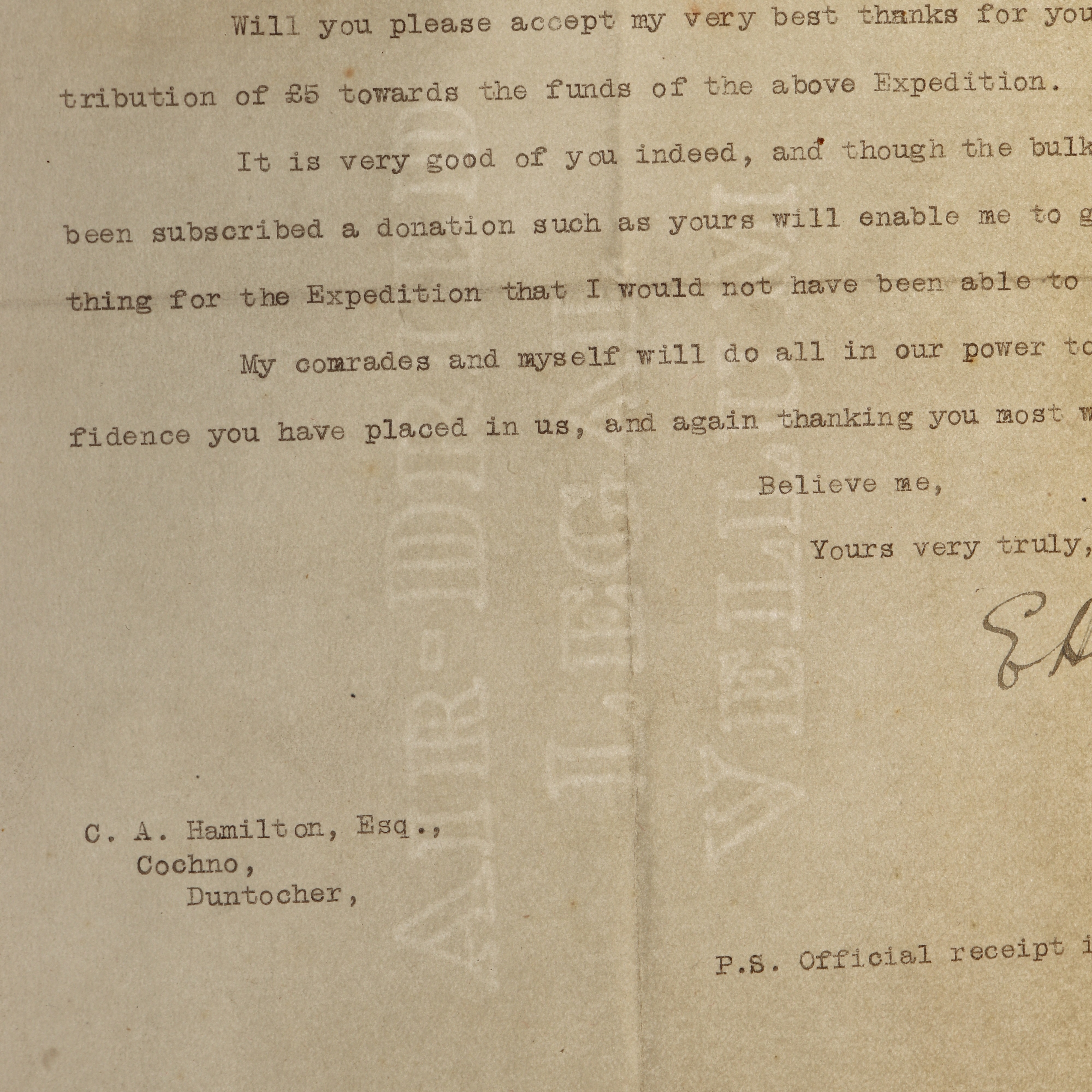 [Autograph / Antarctic exploration] Sir Ernest Henry Shackleton (1874 ...