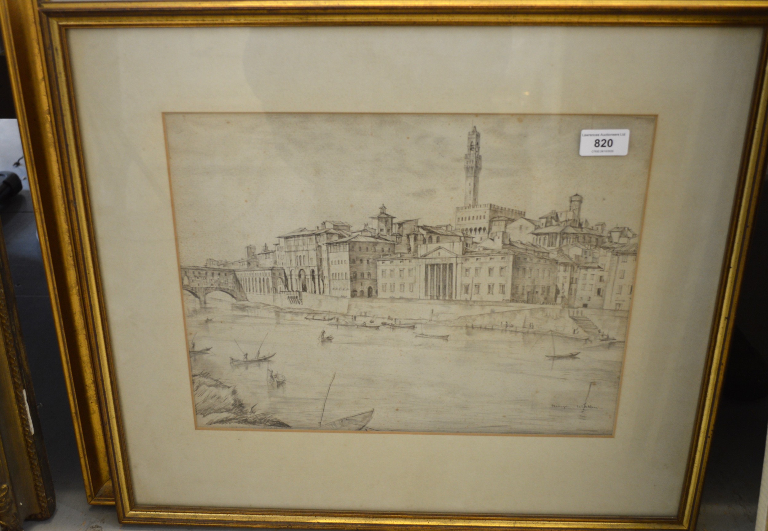 William Wilson, original pen and ink drawing, Firenza with various ...