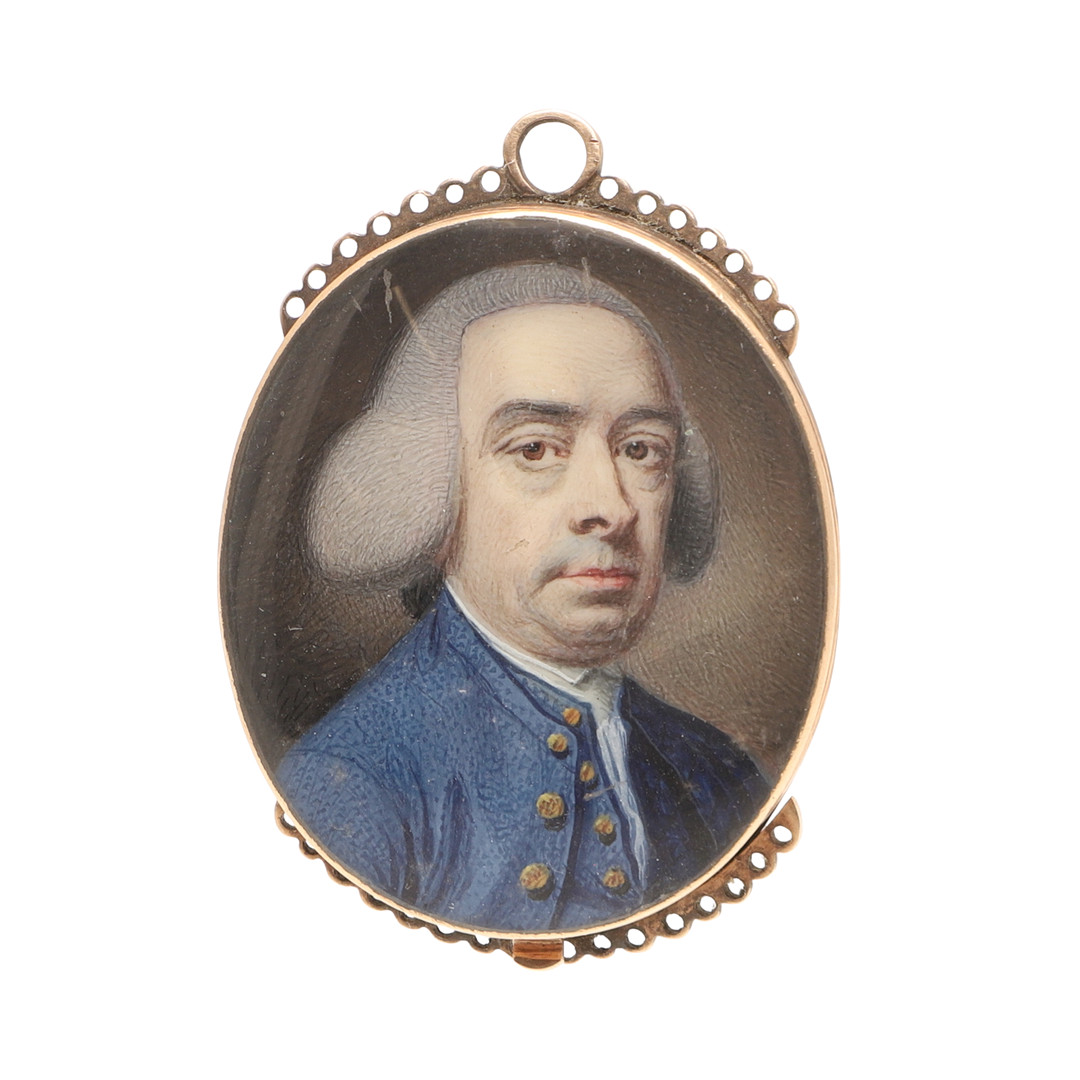 RICHARD CROSSE (1742-1810). Miniature portrait of a gentleman wearing ...