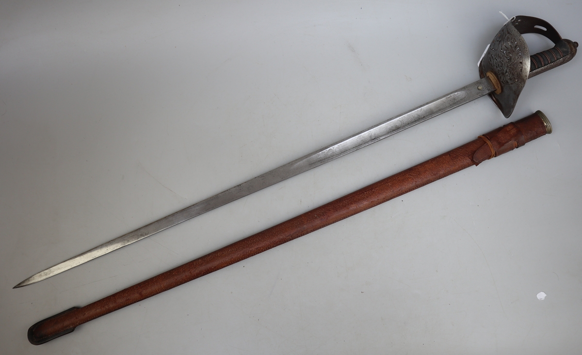 1897 pattern Infantry officer's sword with shagreen and wire bound grip ...