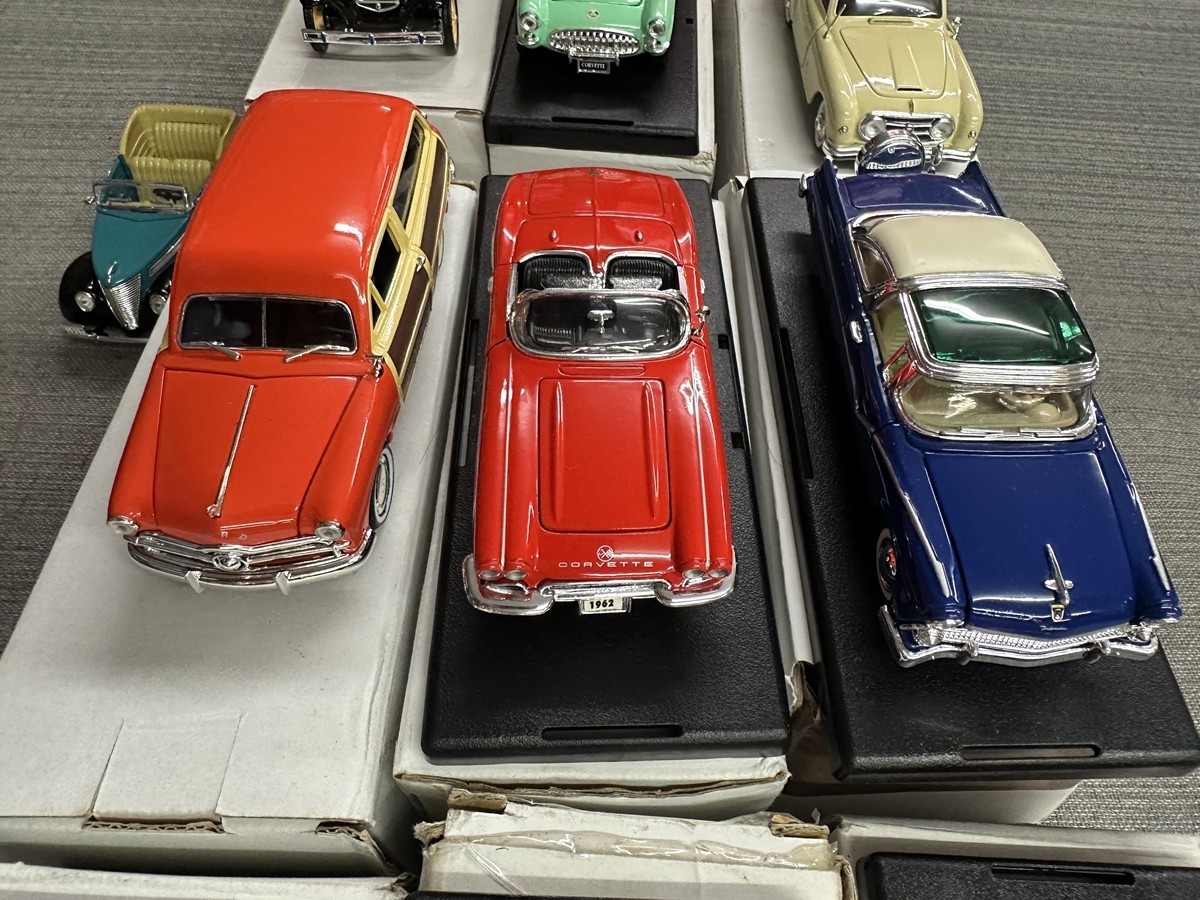 Collection of die cast American cars and trucks in original boxes
