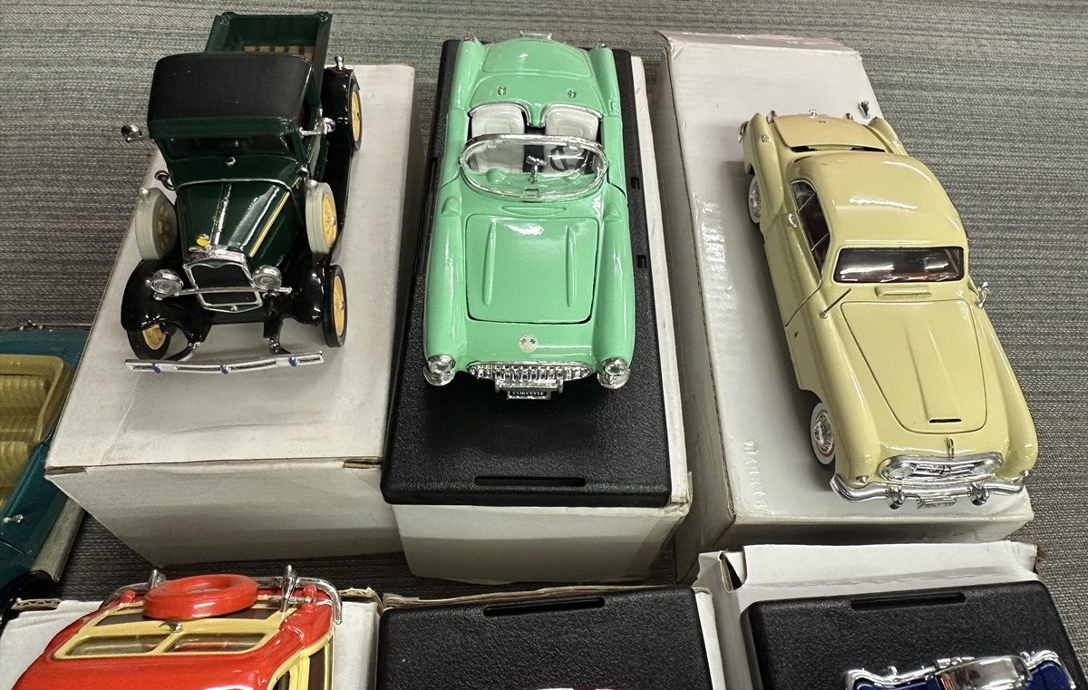 Collection of die cast American cars and trucks in original boxes