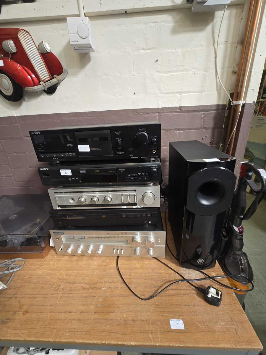 Assortment of Hi-Fi separates to include Yamaha subwoofer, Pye TA8000 ...