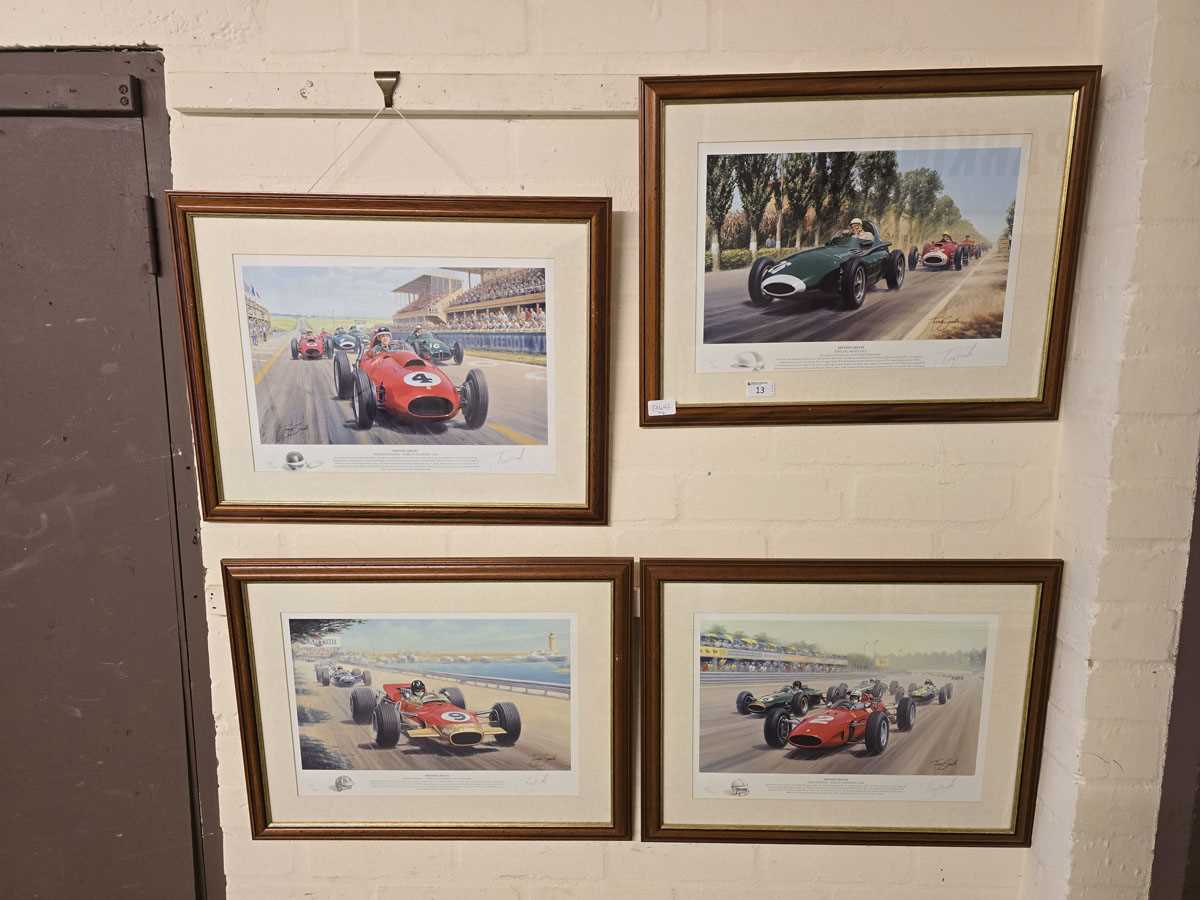Four framed and glazed Tony Smith limited edition prints of racing ...
