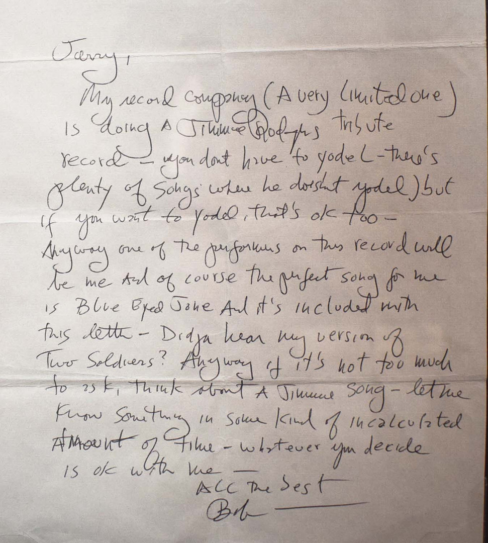 BOB DYLAN HANDWRITTEN LETTER TO JERRY GARCIA. A handwritten letter from ...