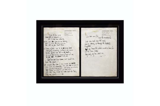 JIMI HENDRIX HANDWRITTEN WORKING LYRICS. Two pages of working lyrics to ...