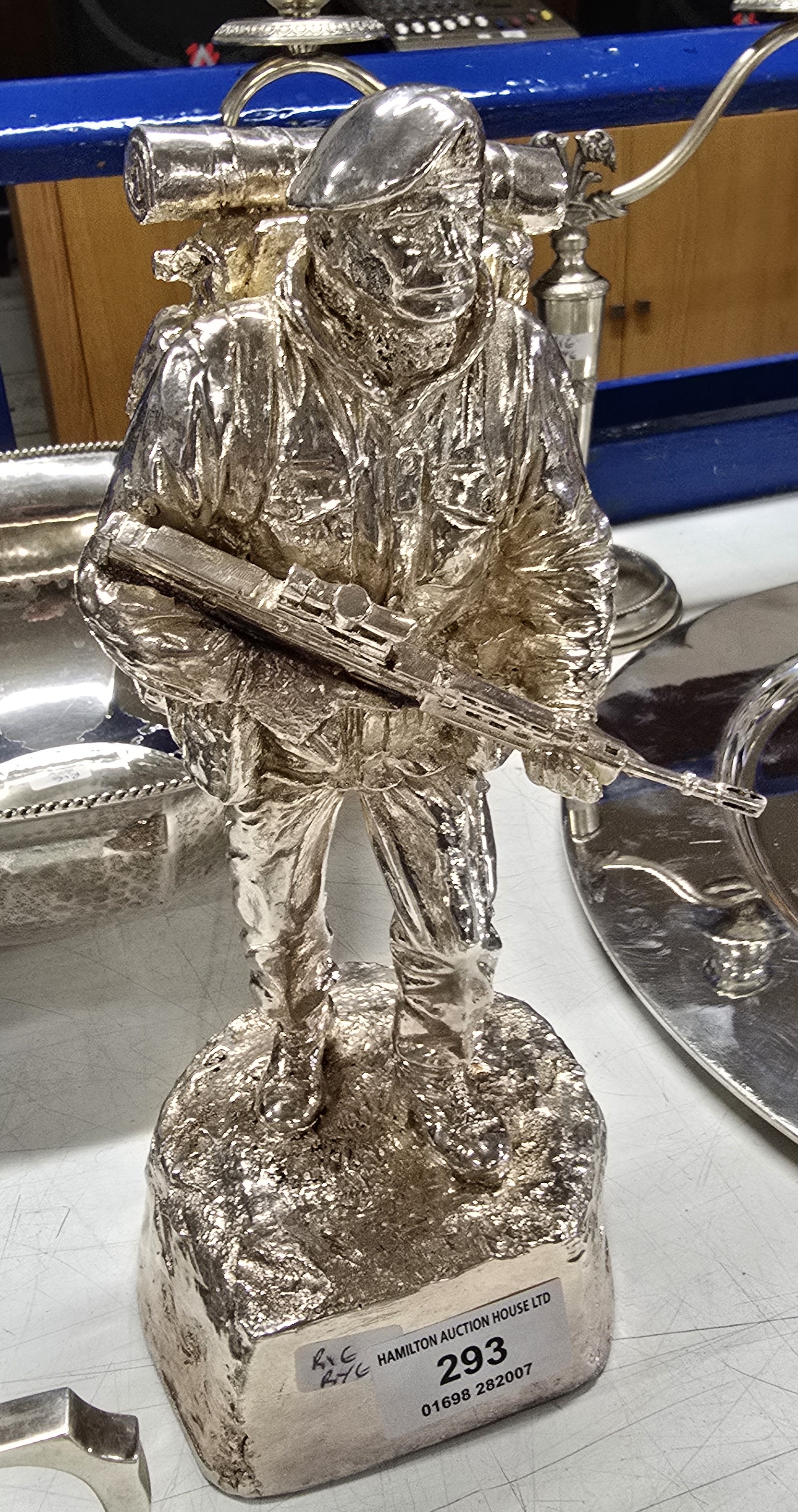 STERLING SILVER 925 FILLED BRITISH ARMY SOLDIER FIGURE ORNAMENT, WEIGHT ...