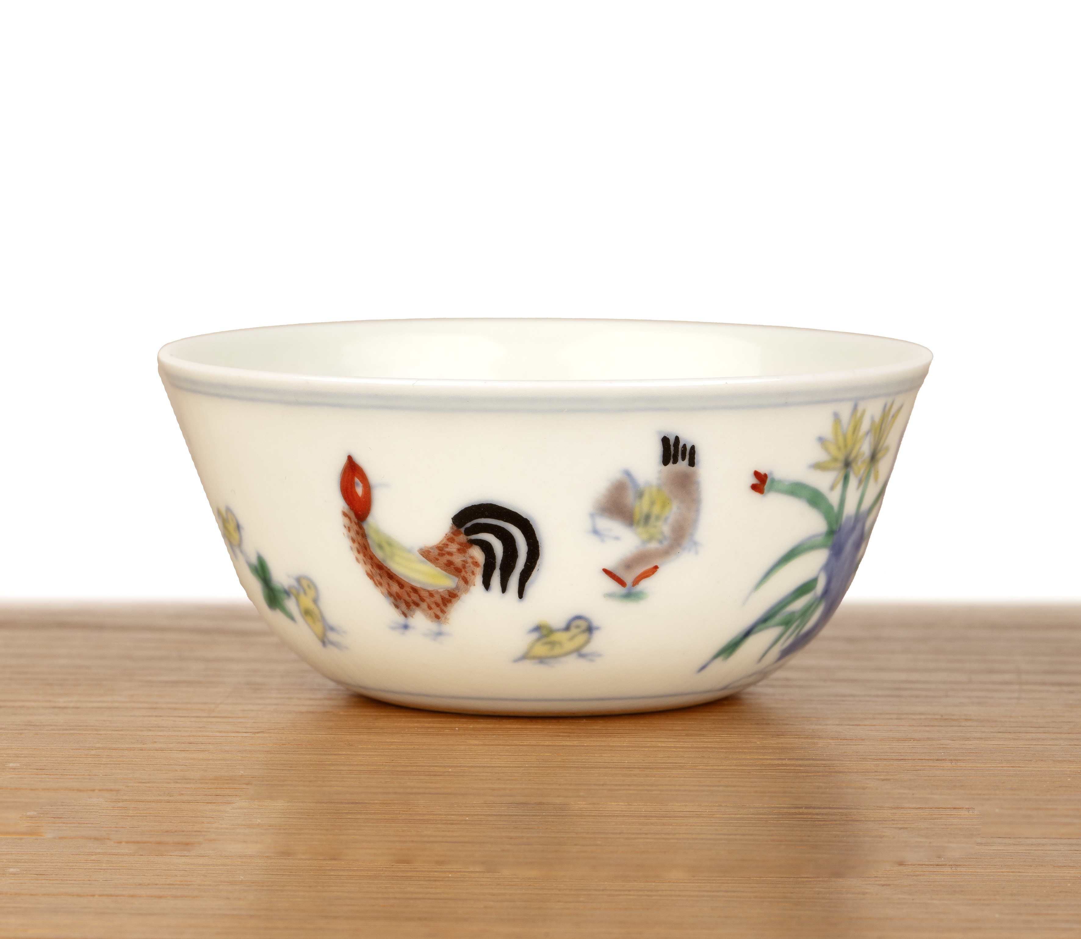 Porcelain 'chicken' cupChinesewith Doucai decoration and apocryphal ...