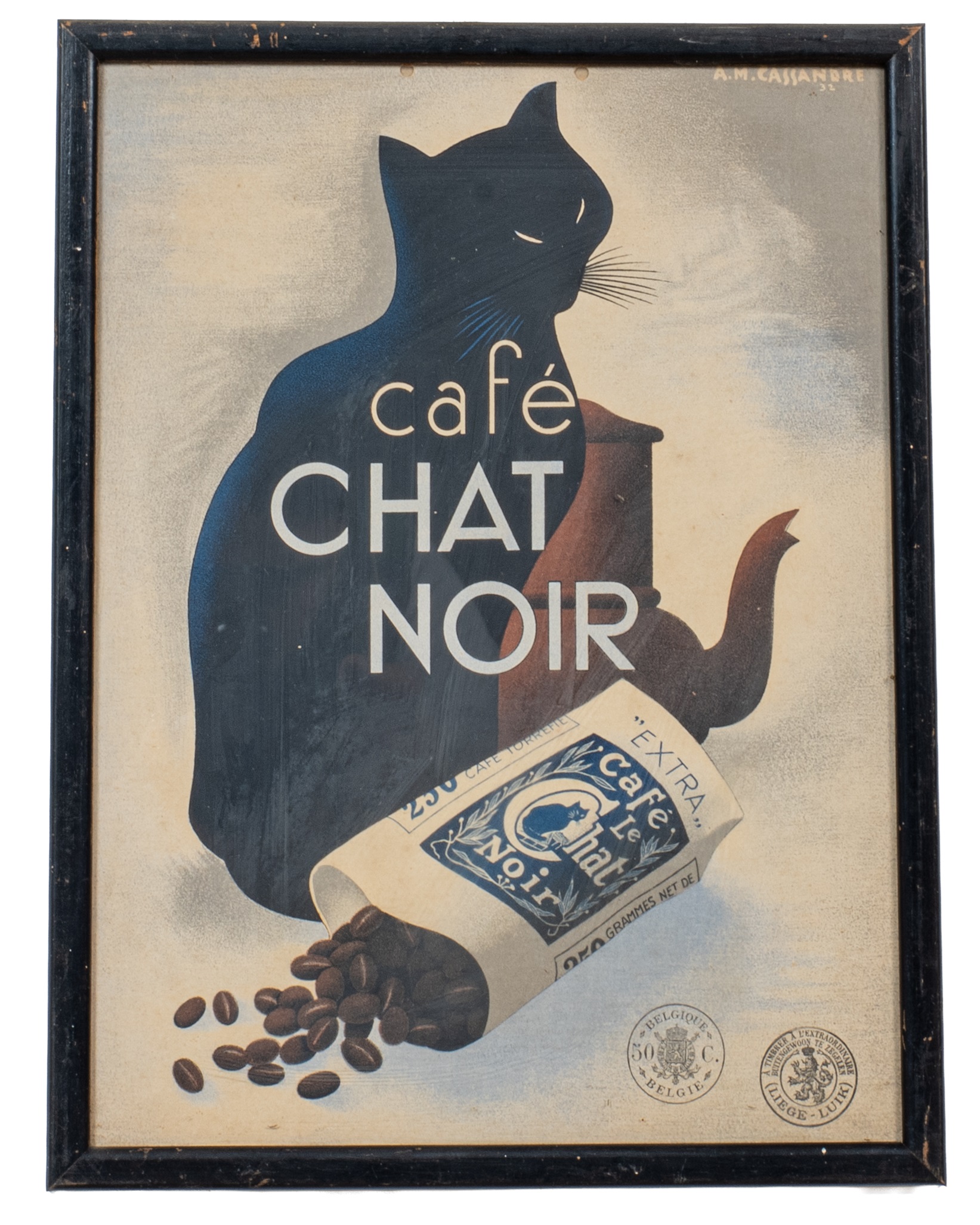 An antique poster for Café Chat Noir By A. M. Cassandre, dated 1932 ...
