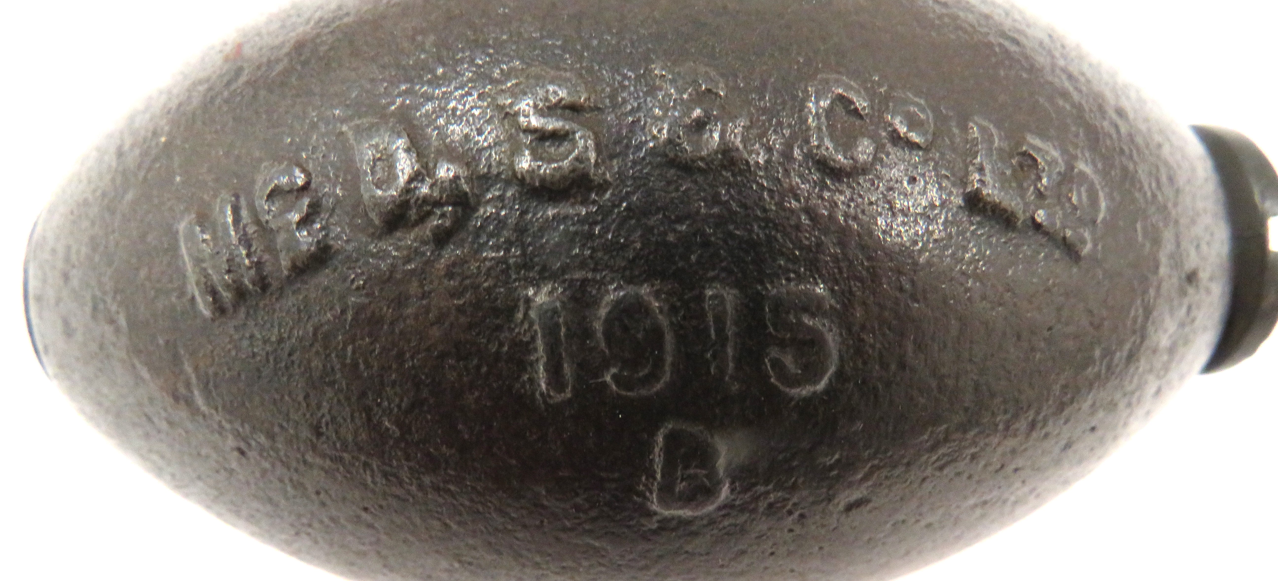 British Inert WW1 Dated No 16 Hand Grenadecast iron, lemon shape body ...