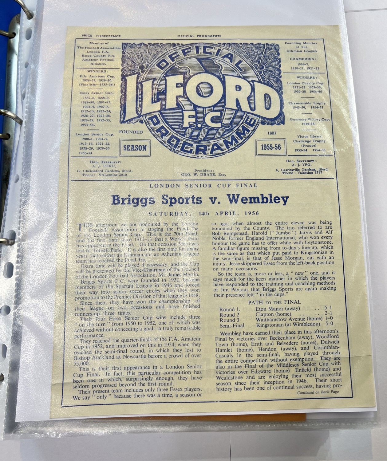A folder containg 49 football programmes from 1950's English clubs ...