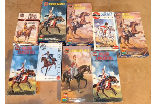 9 54mm Airfix model kits boxed, Napoleonic era. Not guaranteed complete