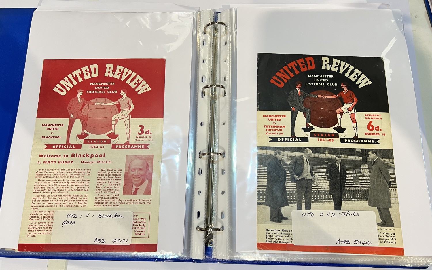 Football programmes - Manchester United season 1962-63, home and away ...