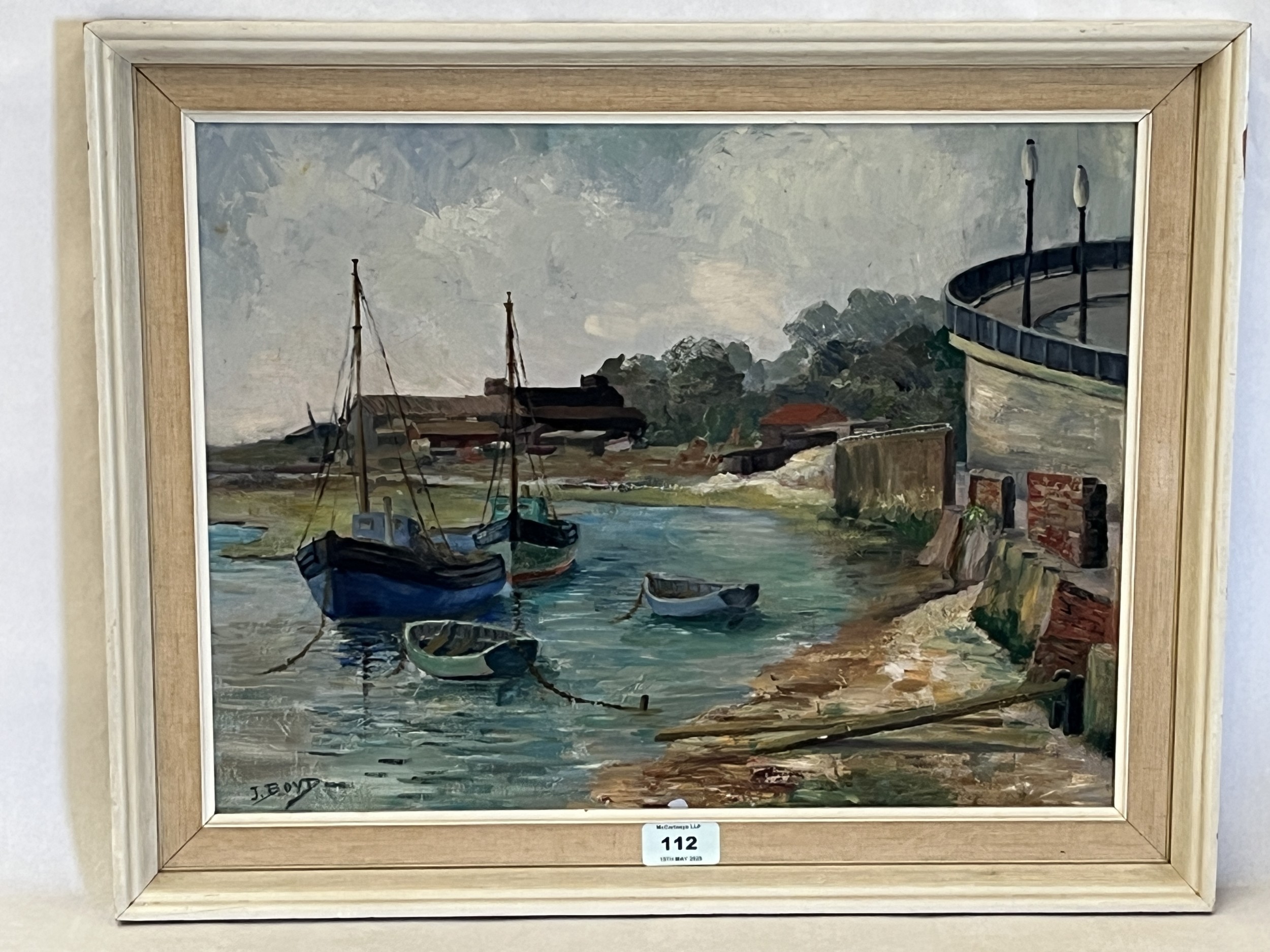 J. BOYD. BRITISH 20TH CENTURY Leigh Creek, showing New Bidge. Signed ...