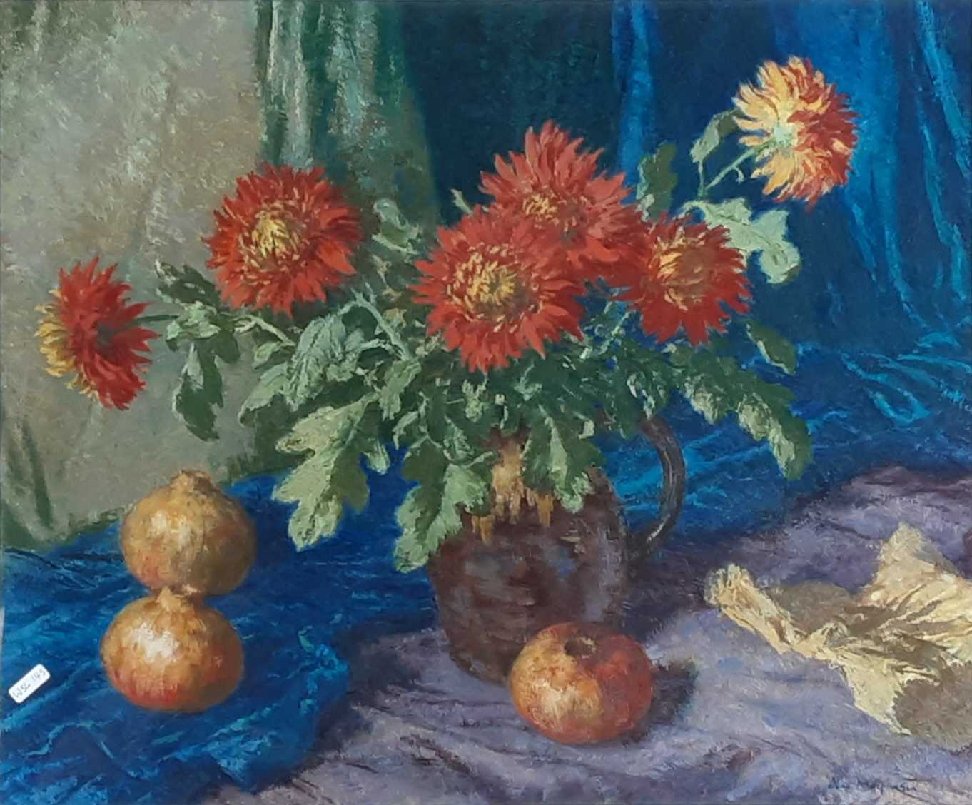 * ALEX MACPHERSON (SCOTTISH 1904 - 1970), CHRYSANTHEMUMS oil on board ...