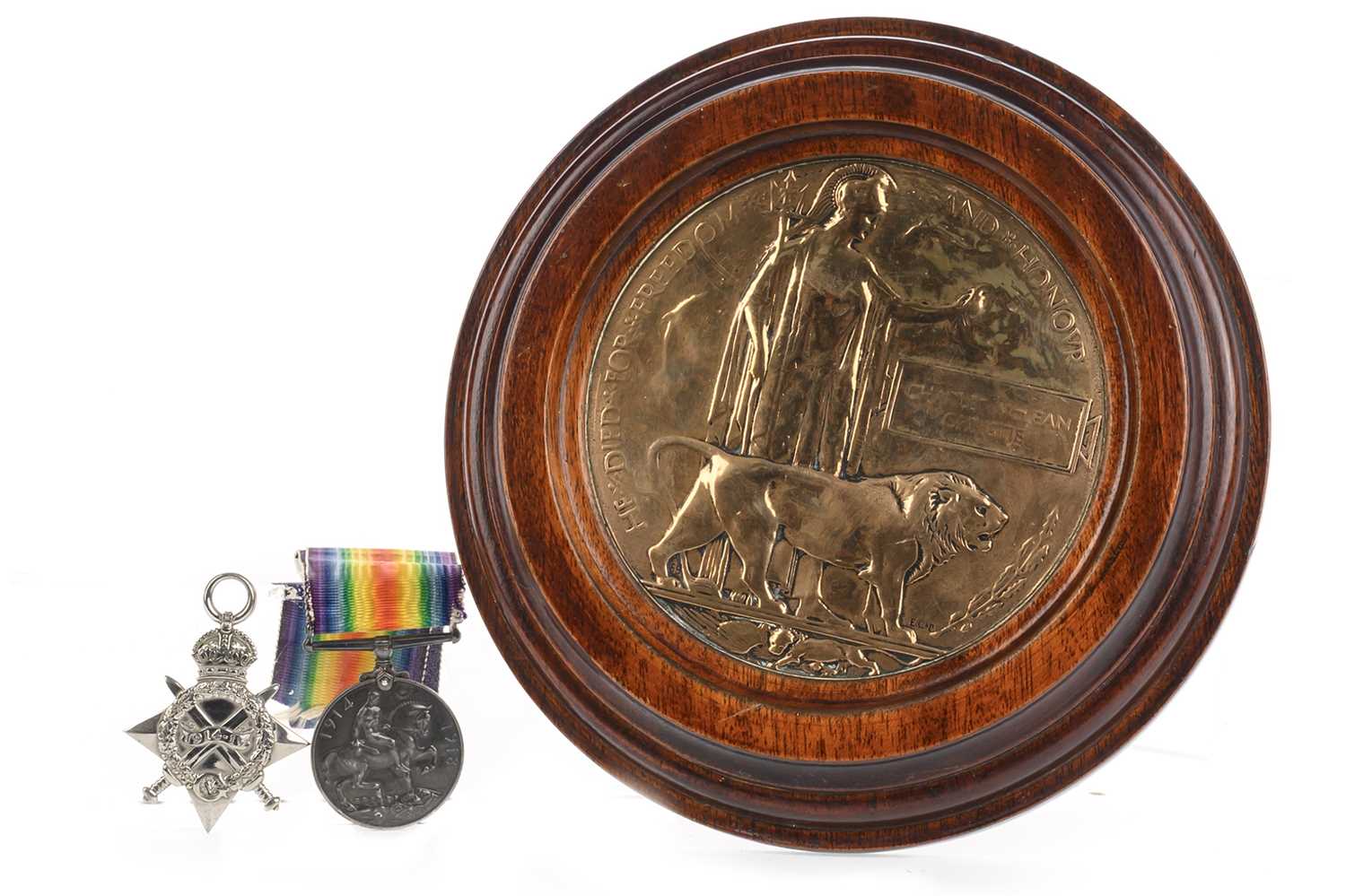 WWI BRONZE DEATH PLAQUE, ALONG WITH CORRESPONDING MEDAL DUO the plaque ...