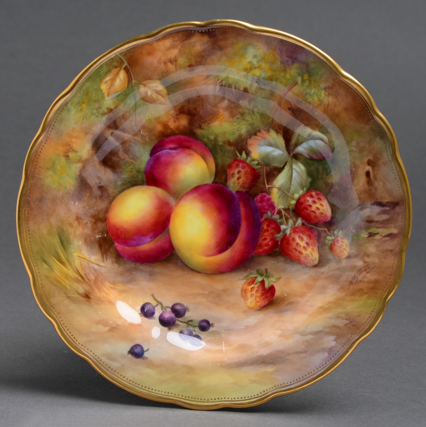 A Royal Worcester plate, 1936, painted by H H Price, signed, with fruit ...