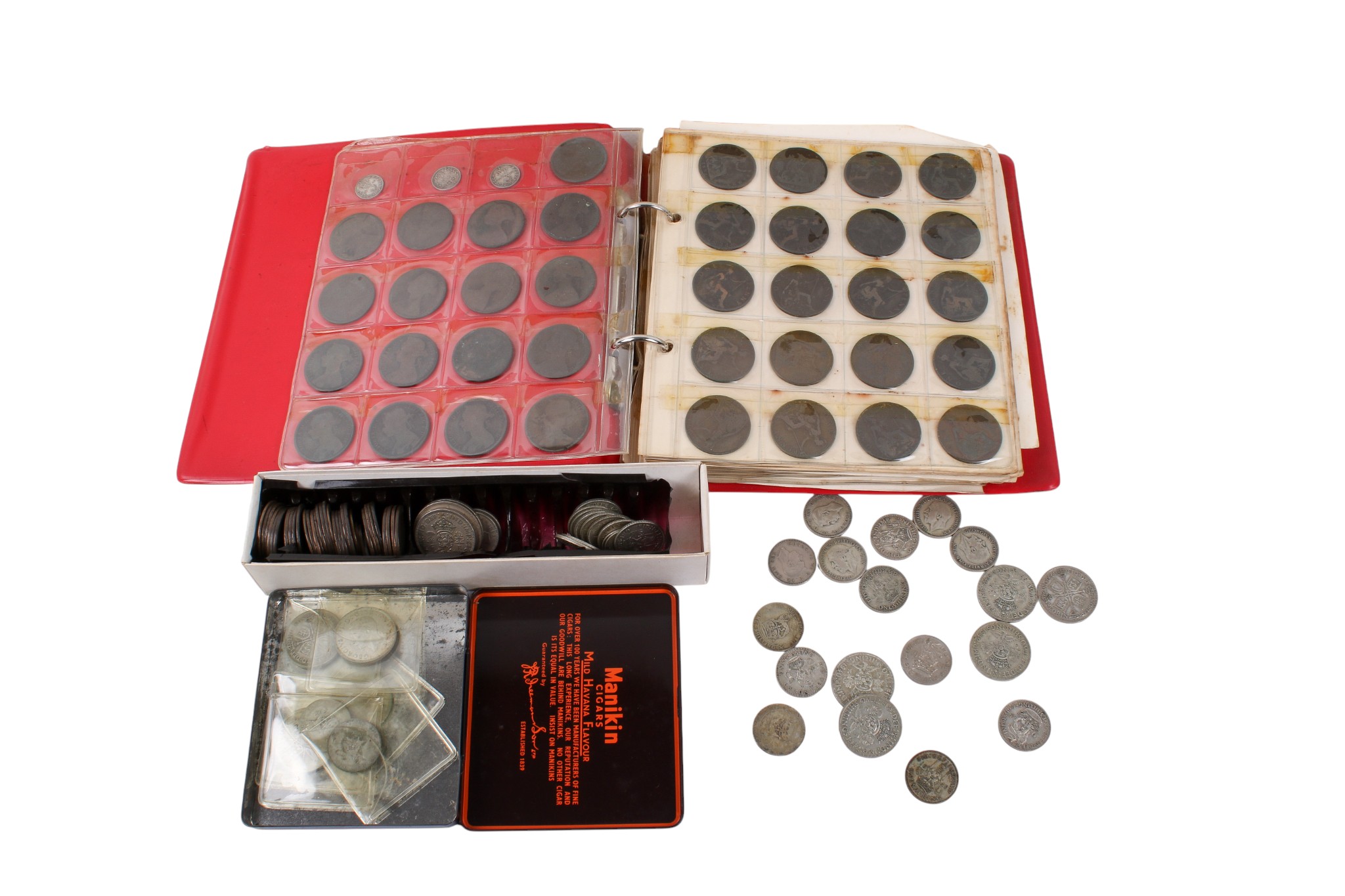 An album of pre-decimal coins. With a good quantity of pre-1947 silver ...