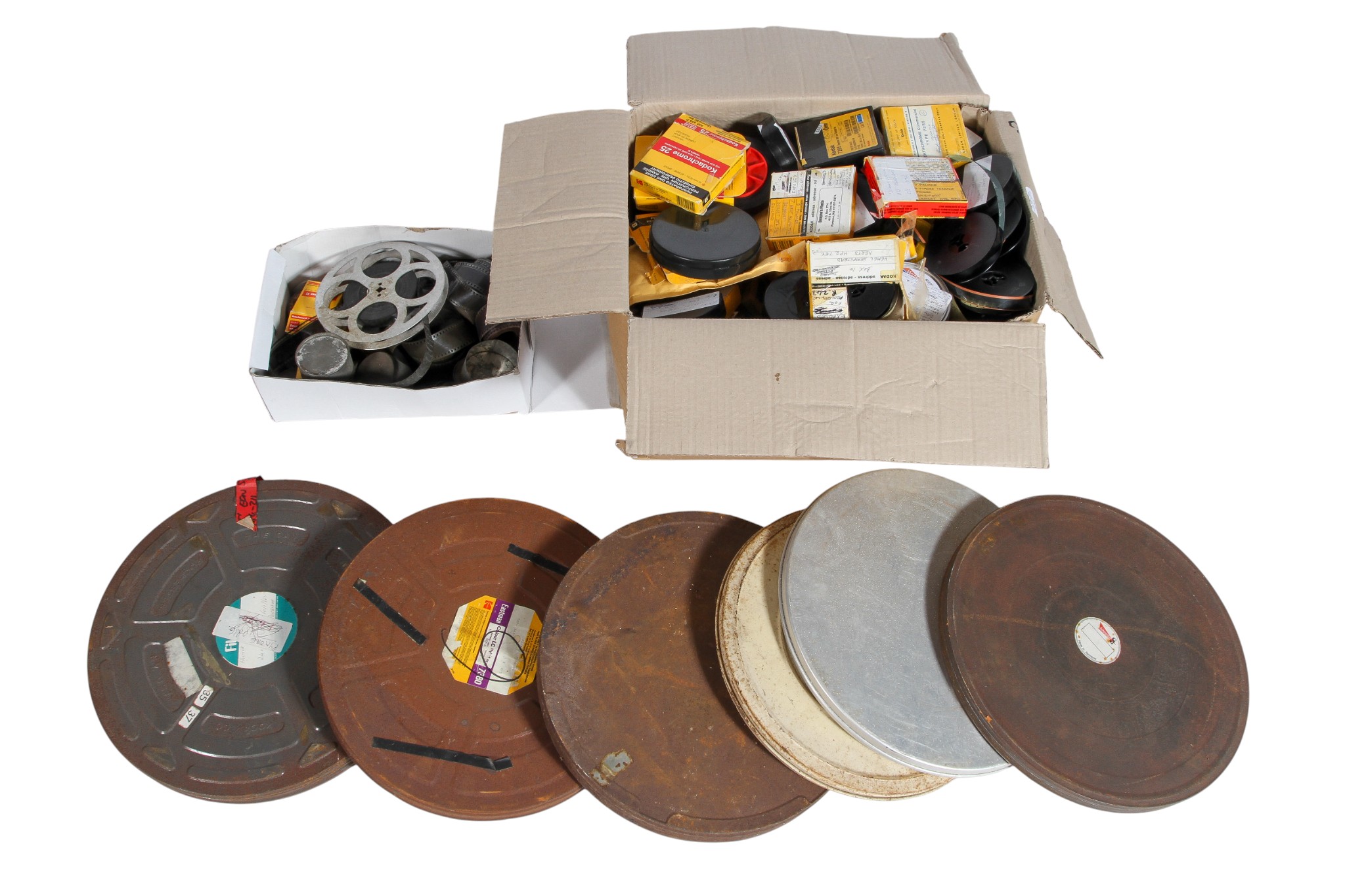 Three mixed boxes of cine-reels / film. Mostly 16mm. With titles ...