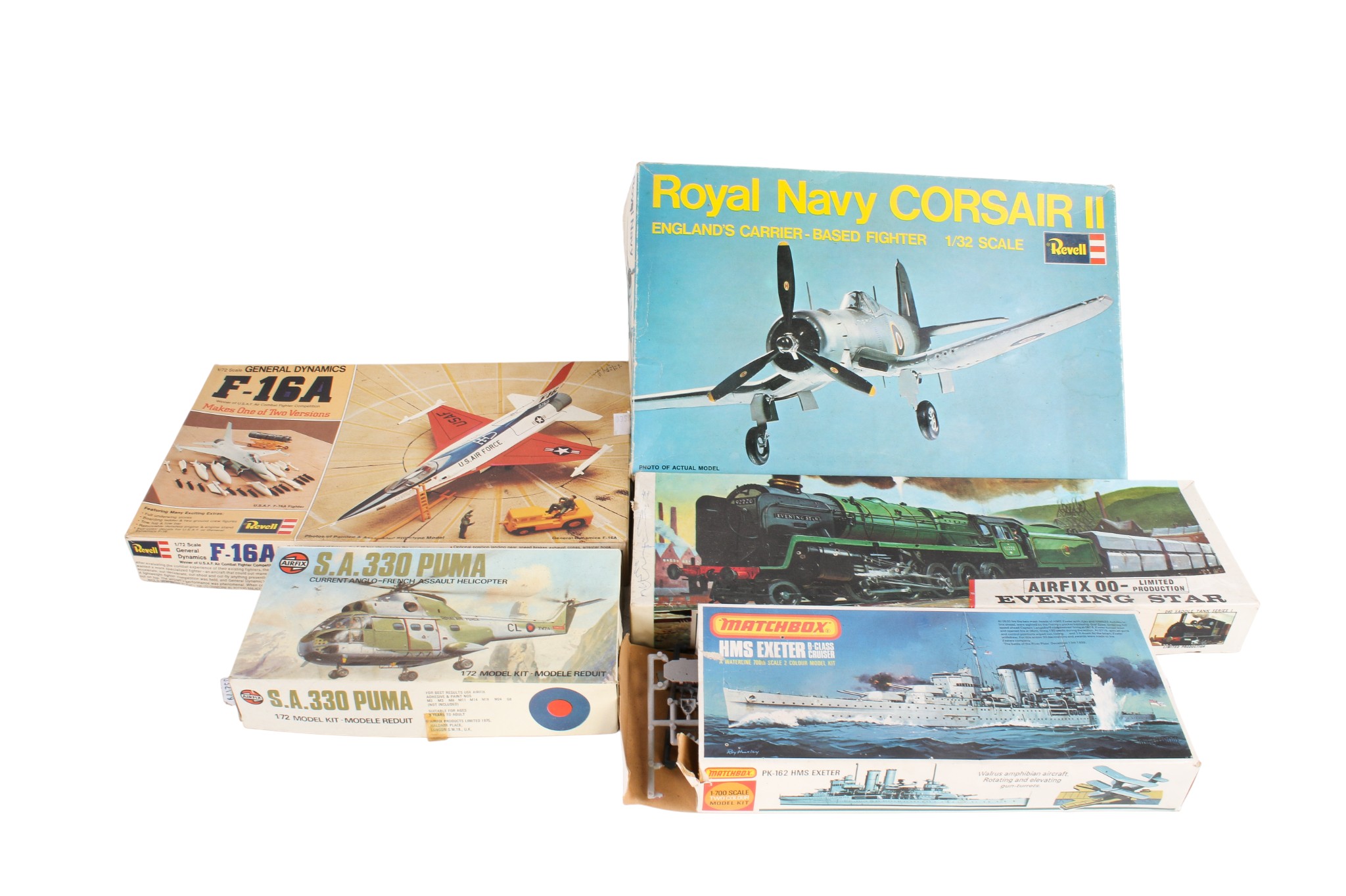 Five vintage model kits. Mostly featuring aircraft, including Airfix ...