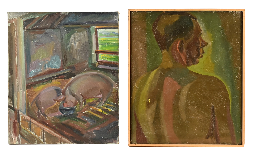 Harry Barr (1896-1987), an oil on canvas self portrait, unsigned. 61 x ...