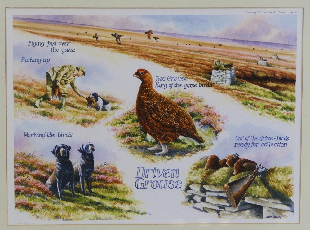 Andy Beck, two limited edition prints "Driven Grouse" and "Driven ...