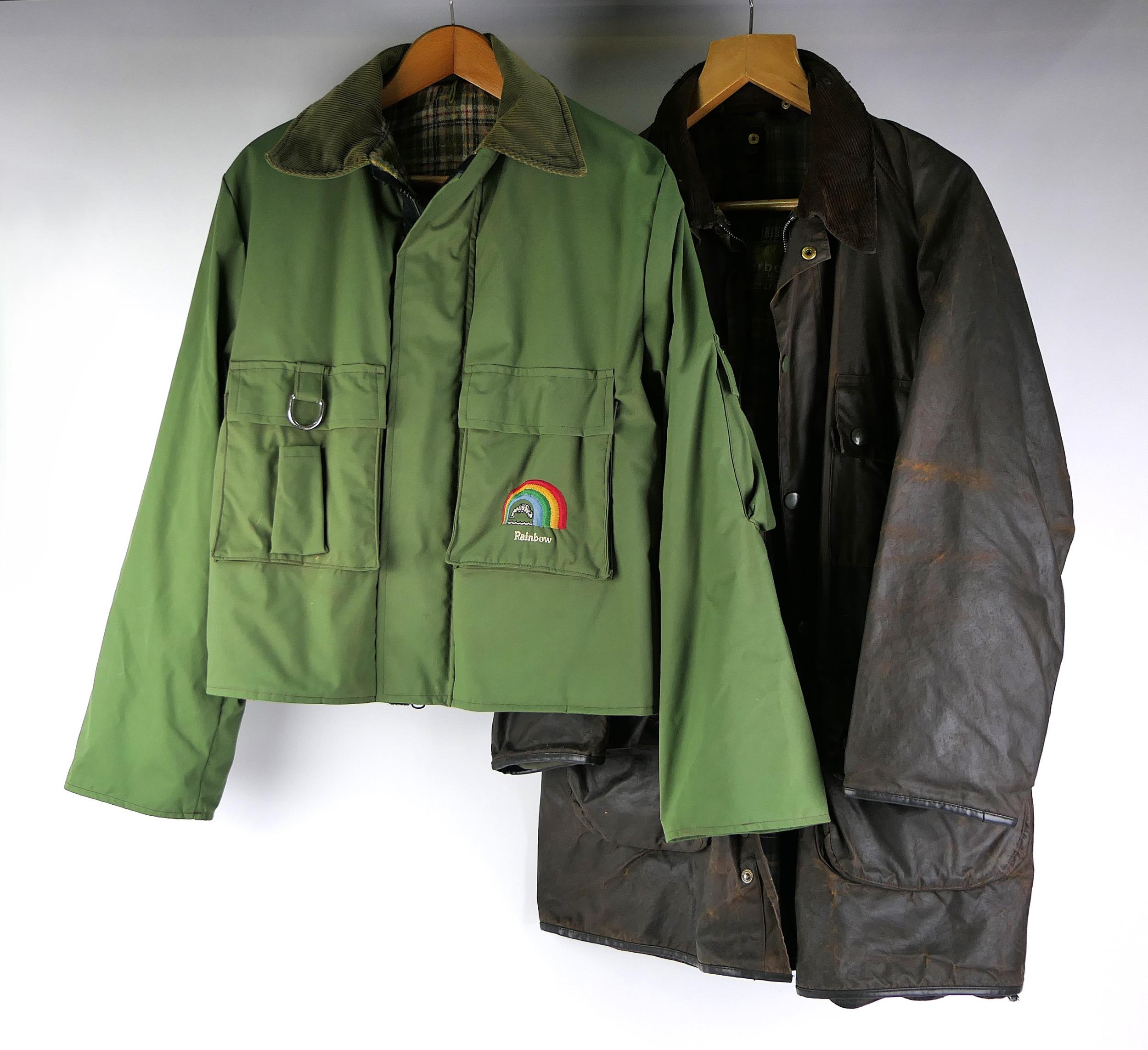 A vintage Barbour Solway zipper waxed jacket, Size L, together with a ...