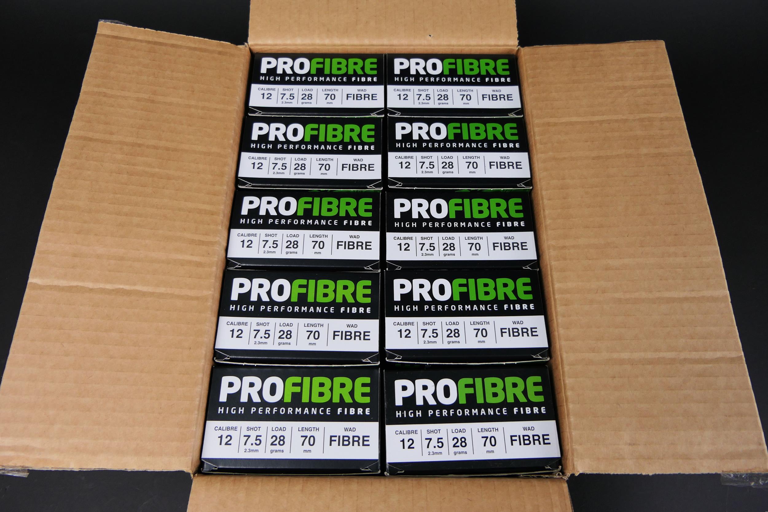 Two hundred and fifty Hull cartridge Pro Fibre 12 bore shotgun ...