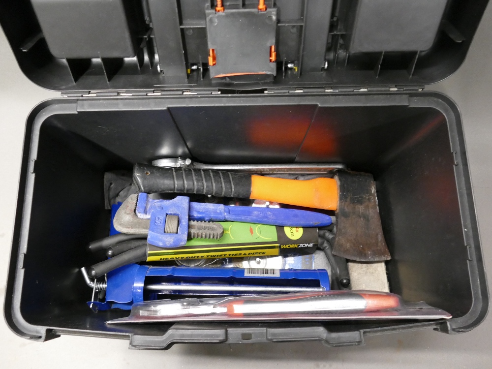 Carry tool box measuring 45cm wide, 25cm deep and 29cm high, containing ...