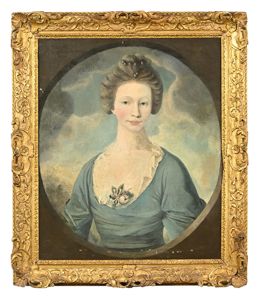 A 19th century oil painting on canvas, portrait of a lady in original ...