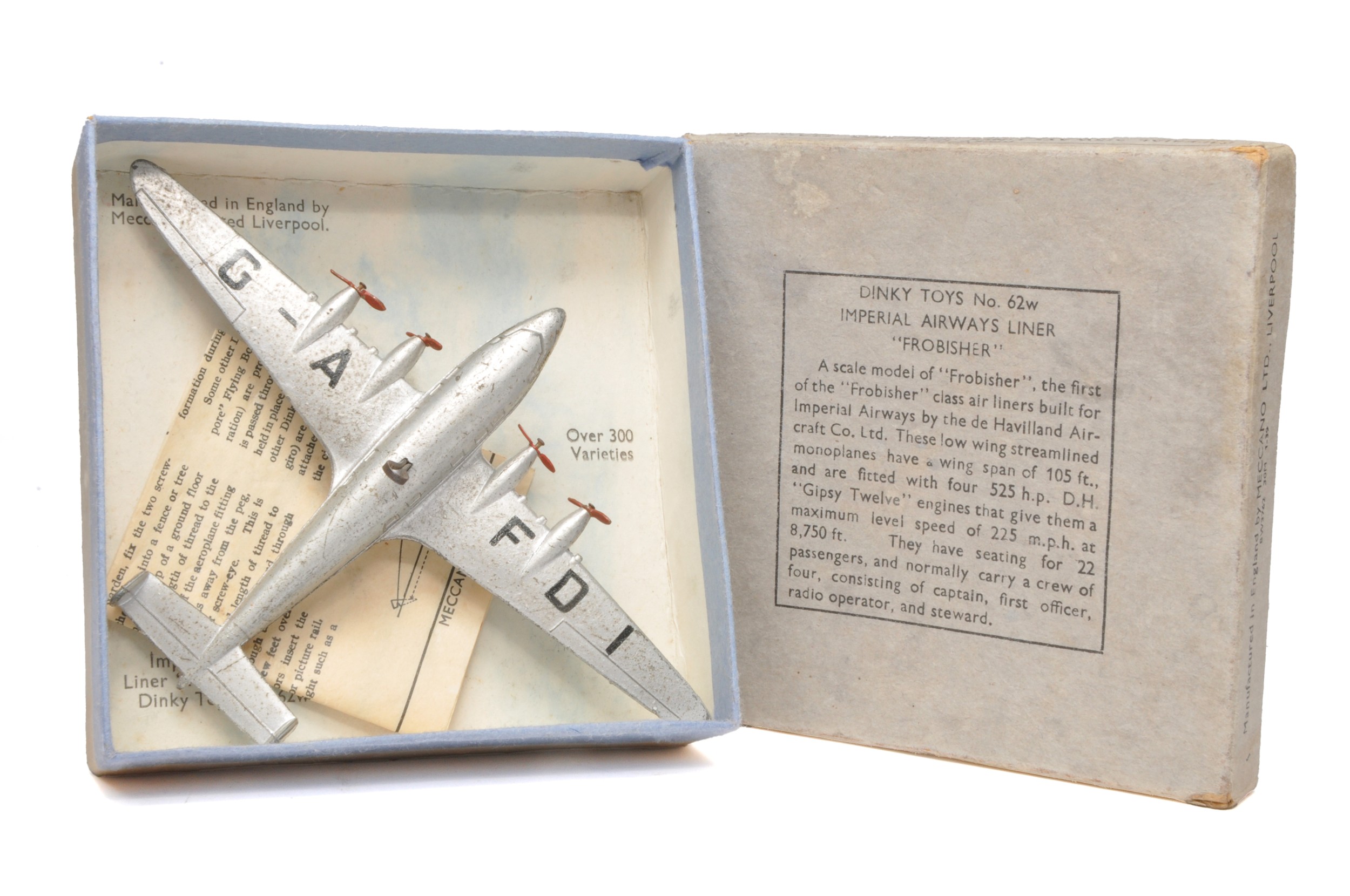 Dinky No. 62w pre-war aircraft issue comprising the Imperial Airways ...