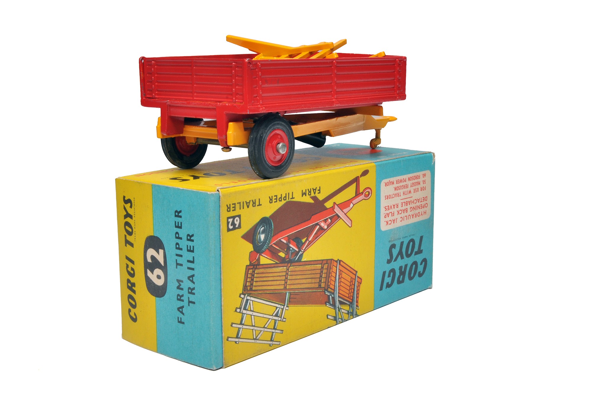 Corgi No. 62 Farm Tipper Trailer. Excellent in excellent box.