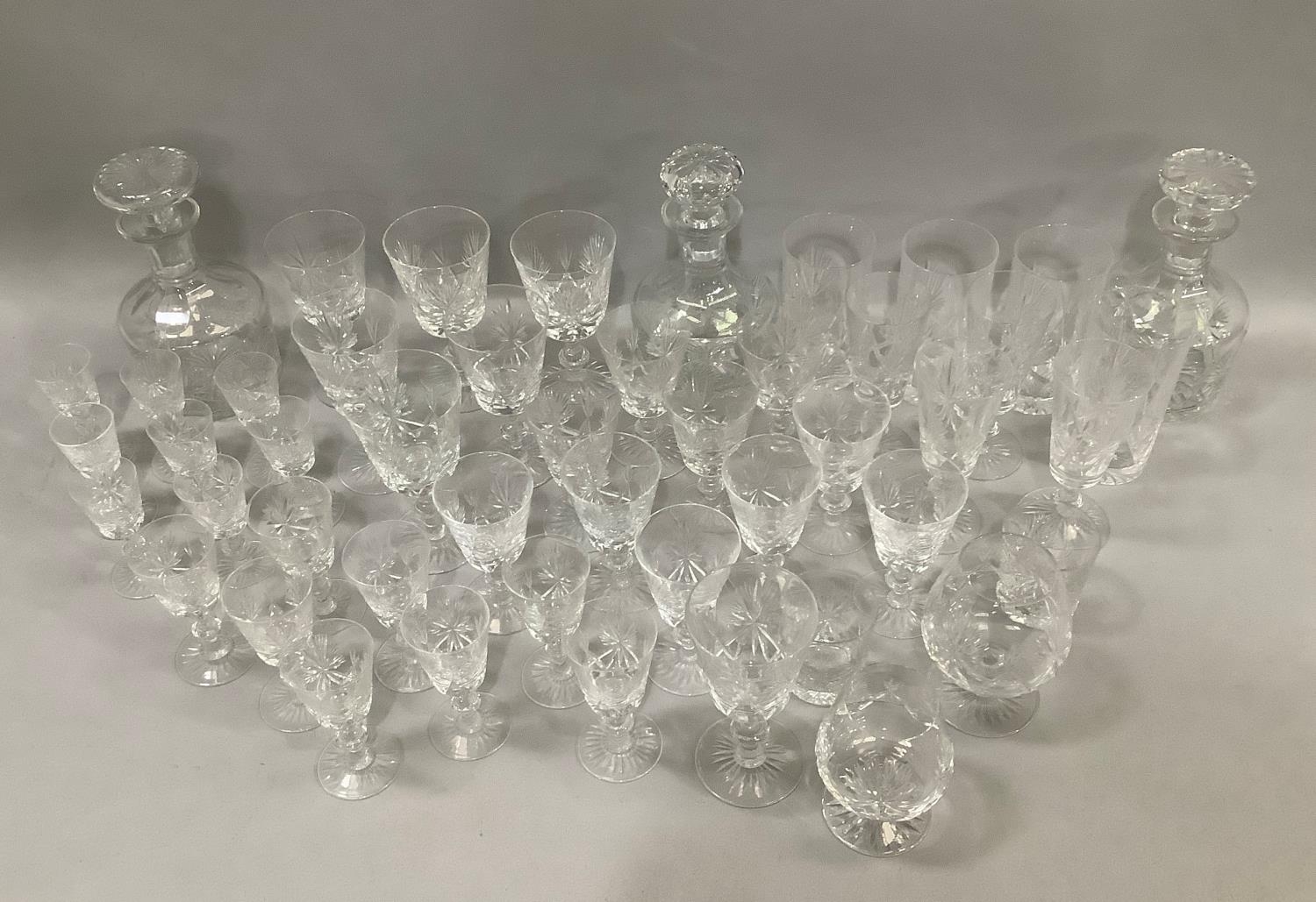 A part suite of Edinburgh crystal including three large wines, 15.75cm ...