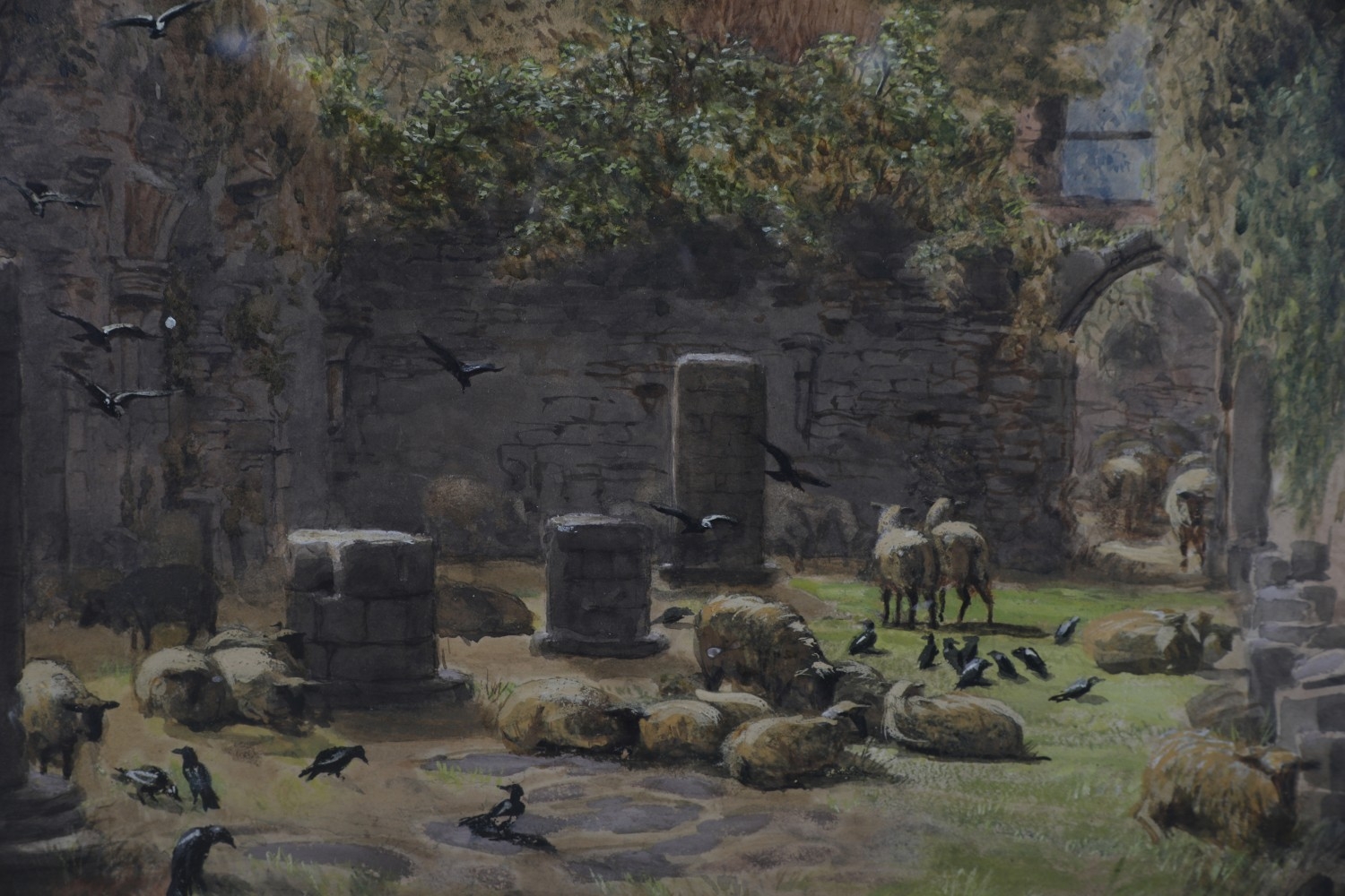 RICHARD RAYNER (1843-1908), Abbey Ruins with Sheep, watercolour ...
